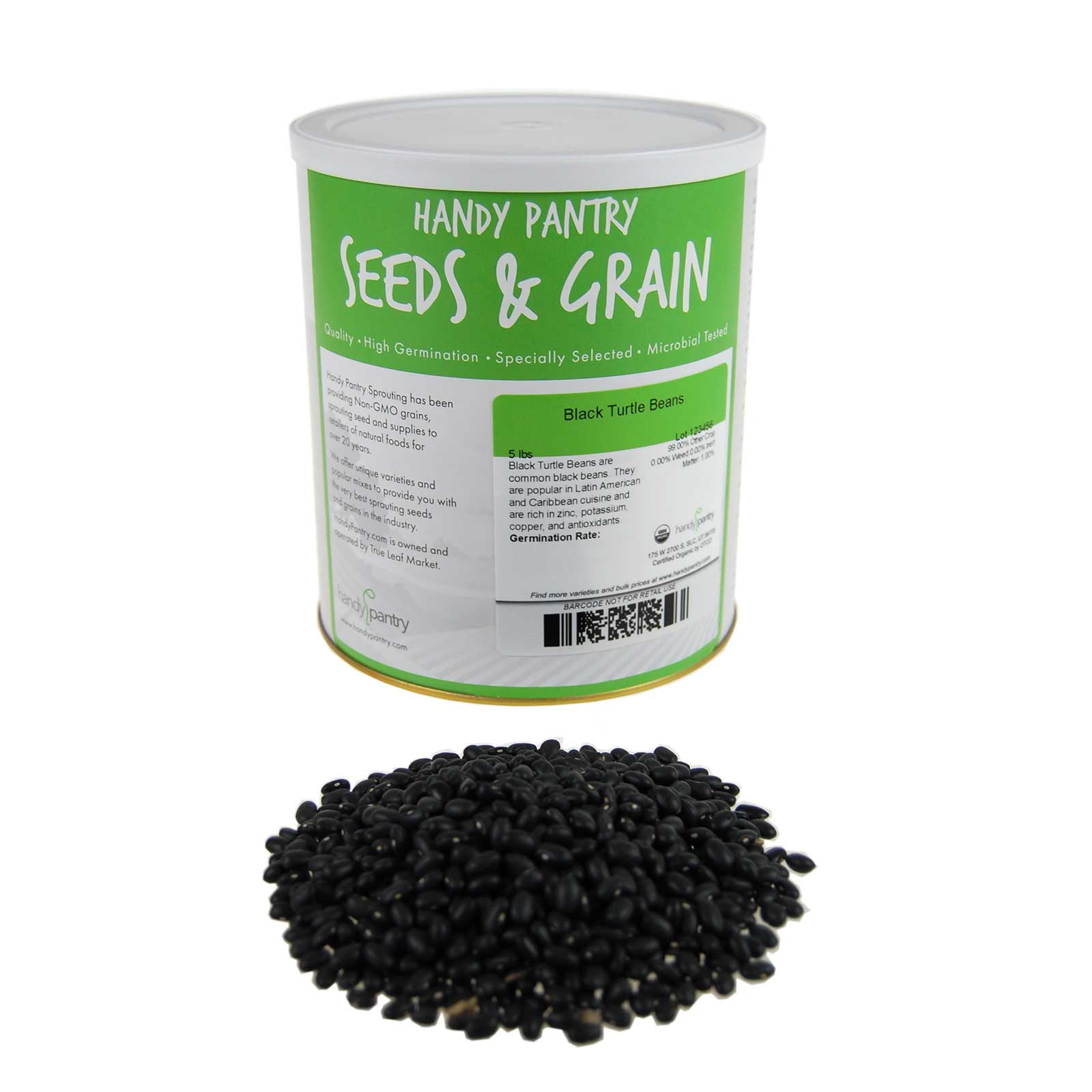 Organic Black Turtle Beans - 5 Lb Bulk - Called Black Bean & Spanish ...