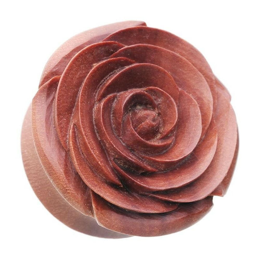 Organic Blooming Rose Sawa Wood Double Flared Ear Gauge Plug - Walmart.com