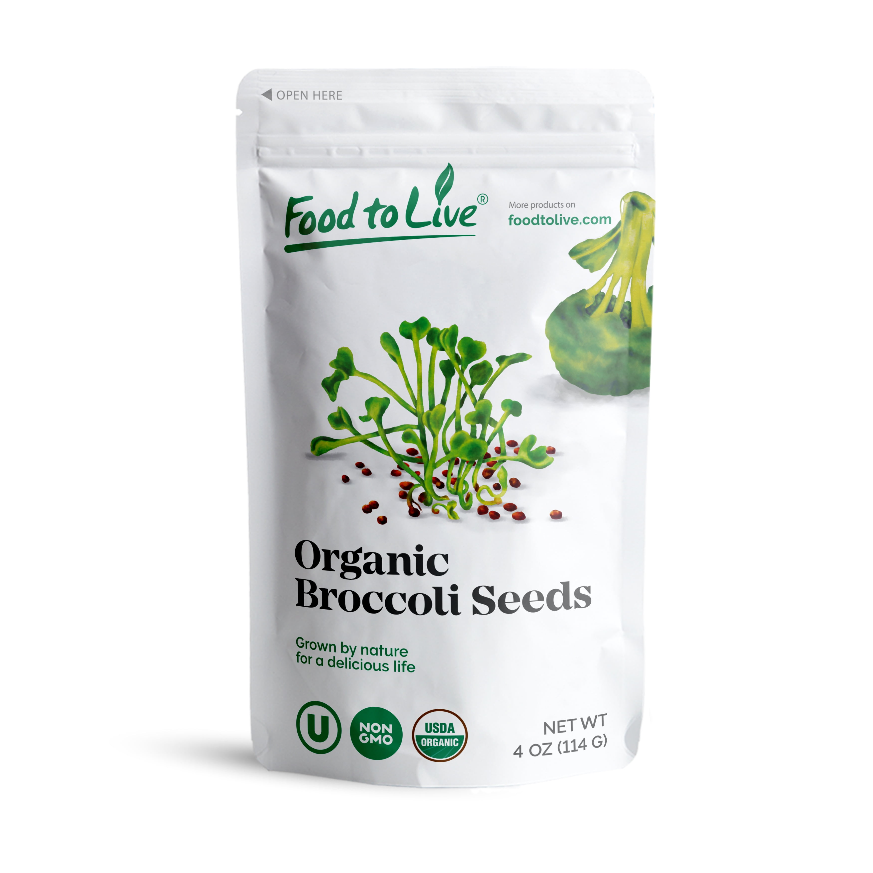 Organic Broccoli Sprouting Seeds, 0.25 Pounds — Non GMO, Kosher ...