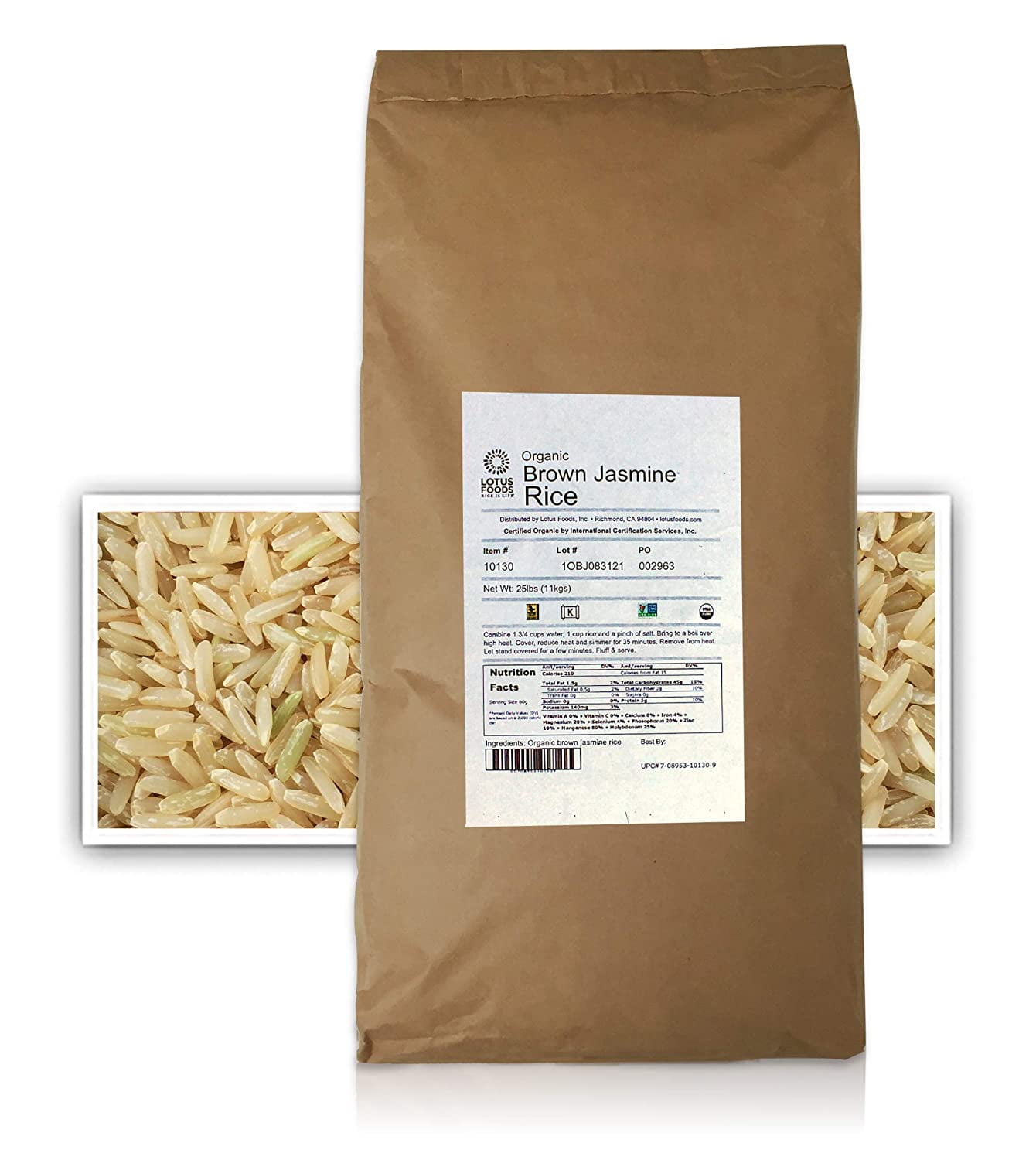 Organic Brown Jasmine Rice - Gluten Long Grain Brown Rice, Vegan, Non ...