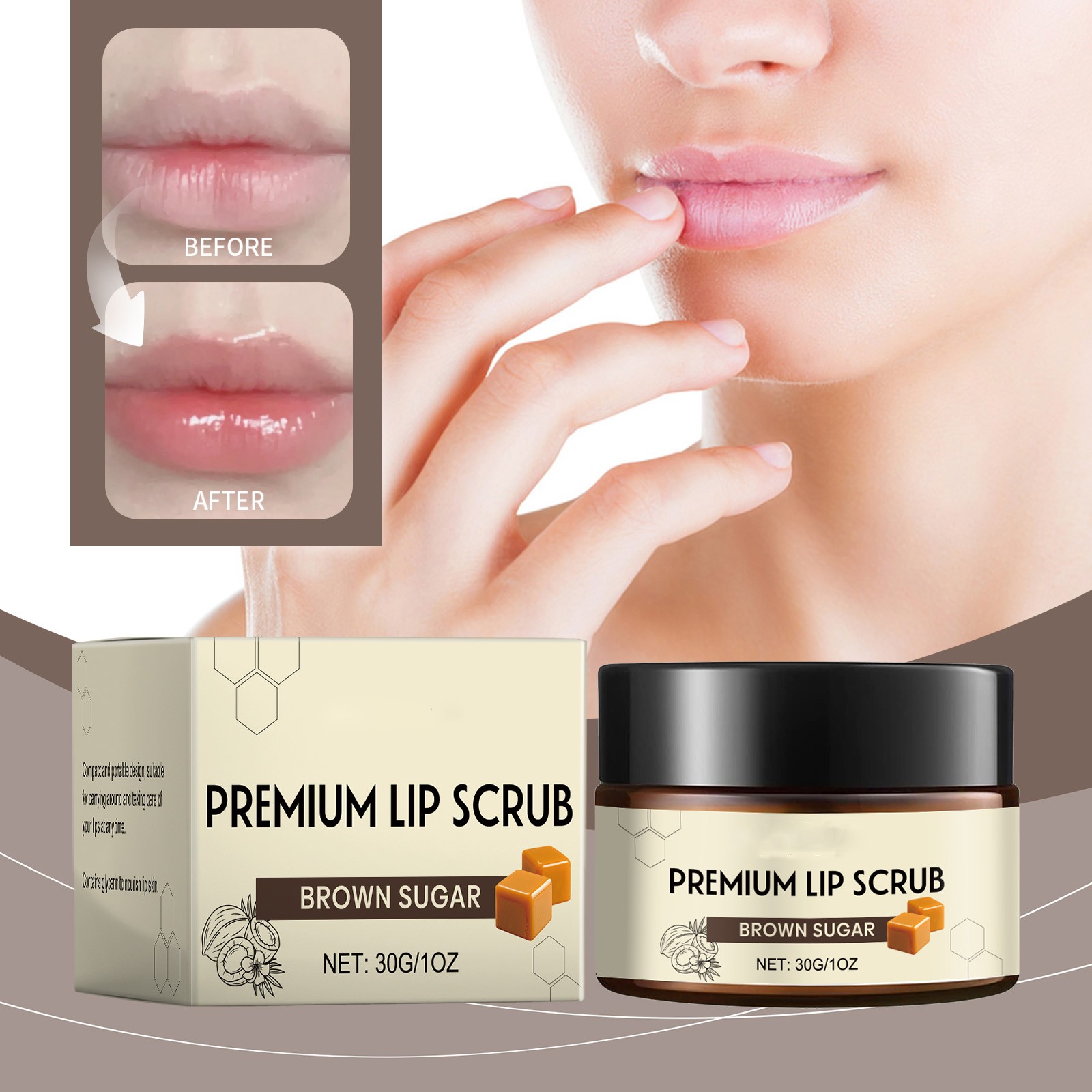 Organic Brown Lip Scrub Gentle Exfoliating Scrub For Lips Moisturizing ...