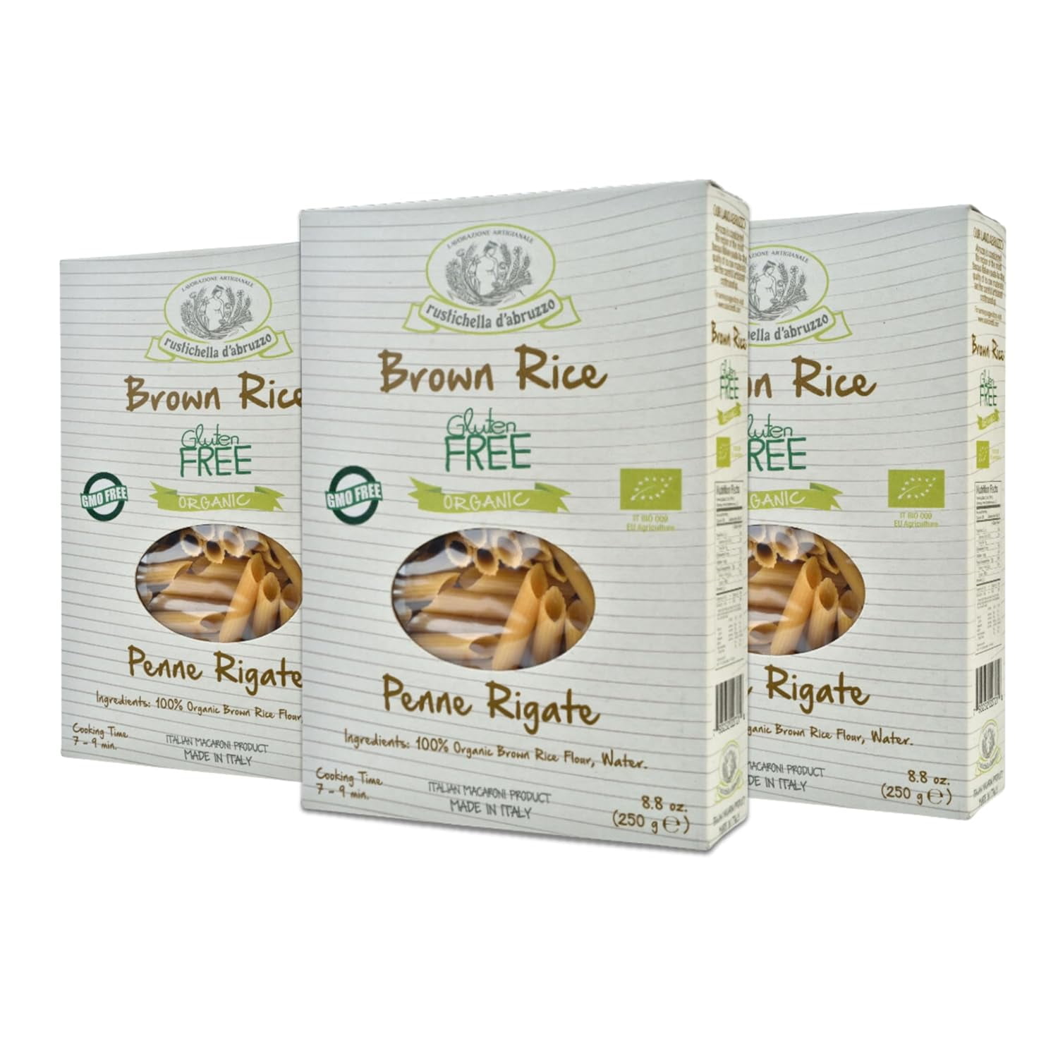 Organic Brown Rice Penne Rigate (Pack of 3), 250g Each - Gluten-Free ...