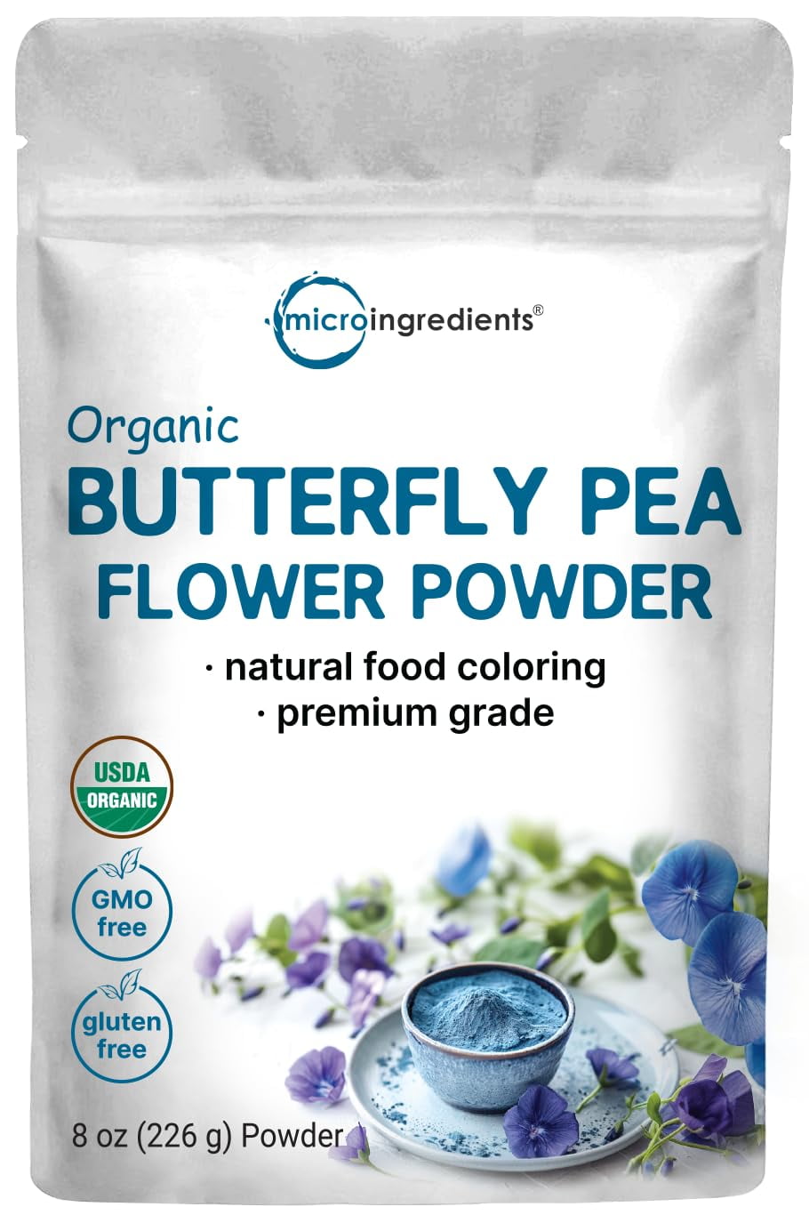 Organic Butterfly Pea Flower Powder, 8oz SMR| Great Iced or Hot Brewed ...
