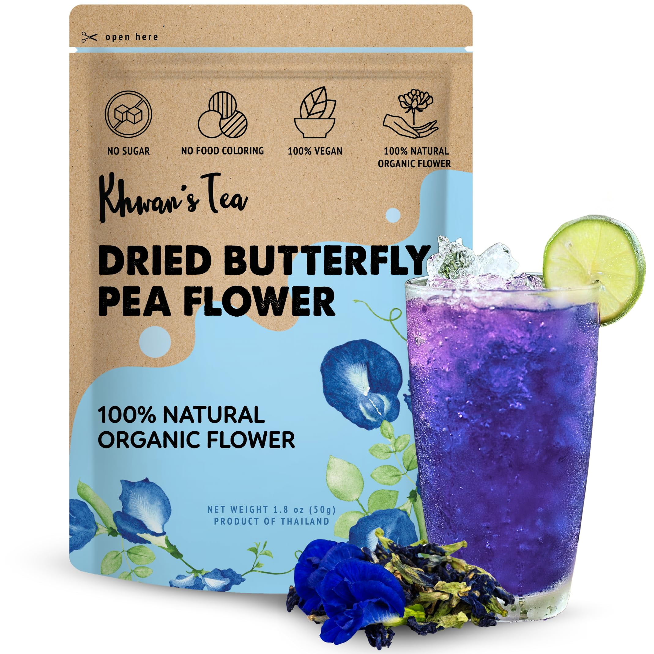 - Organic Butterfly Pea Flower Tea, Blue Tea, Natural Food Coloring ...