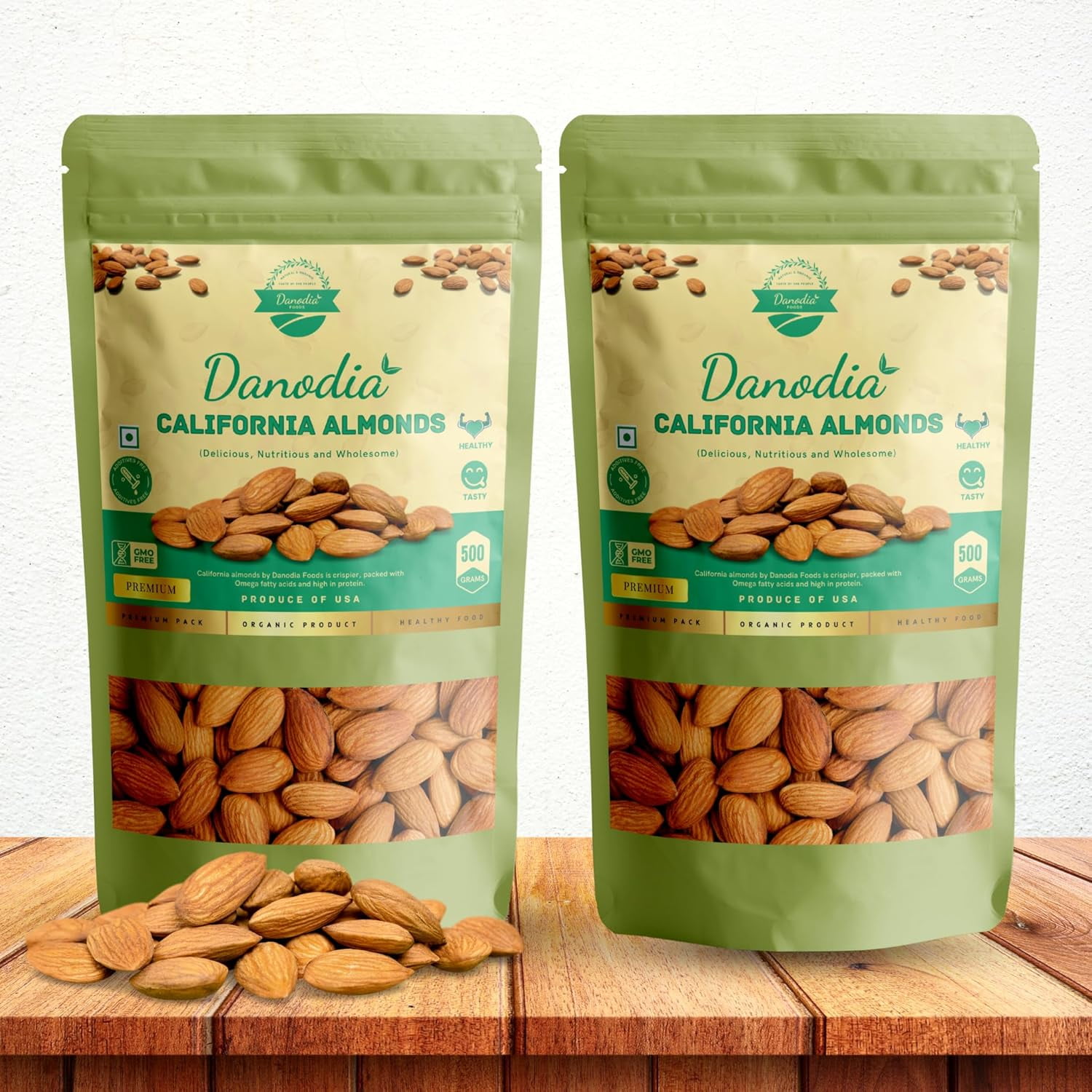 Organic California Almonds By Danodia Foods 1kg, (500gm * Pack Of 2) | Nutrient Rich In Fiber ...