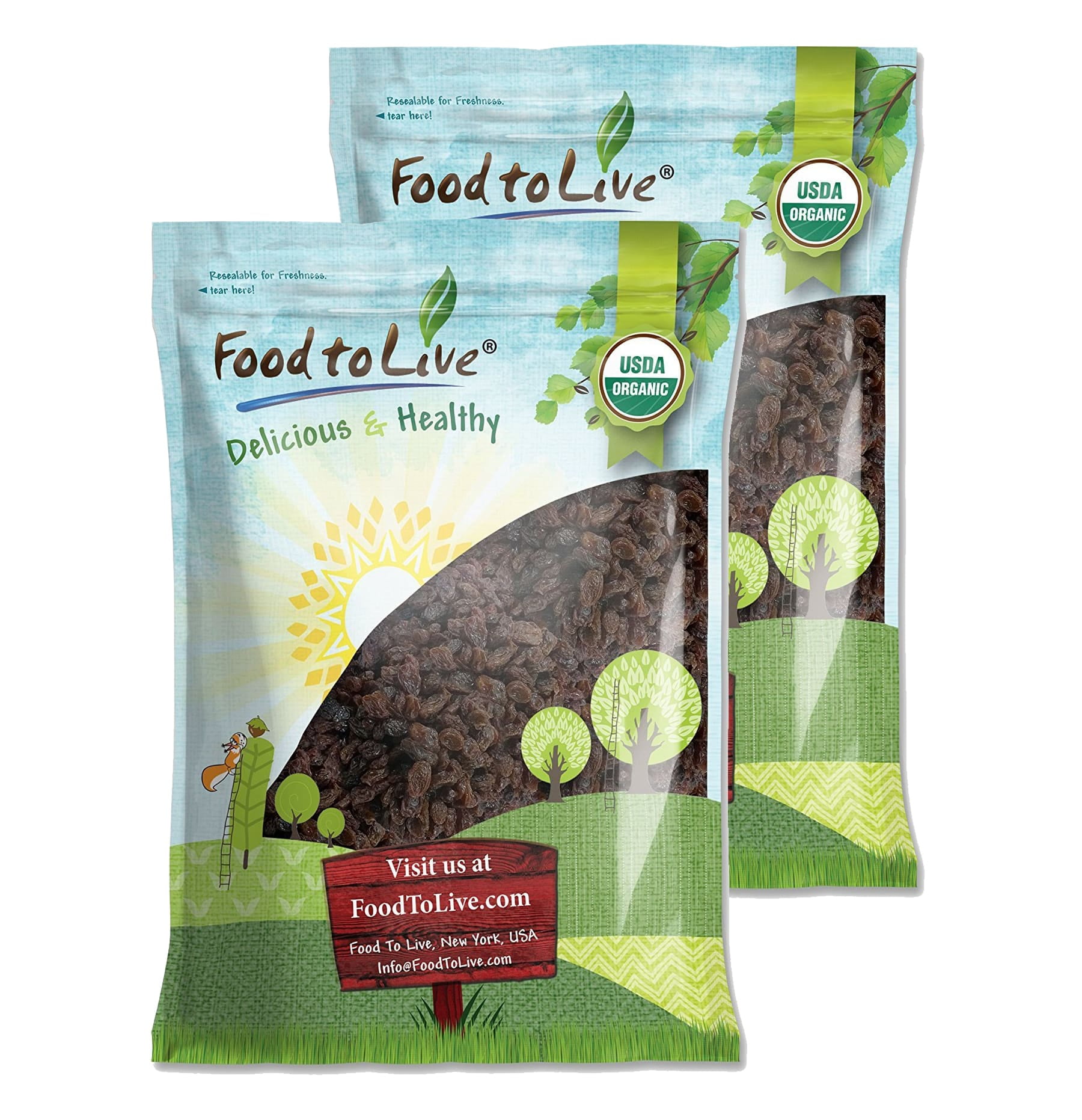 Food to Live Organic California Thompson Seedless Raisins, Sun-Dried ...