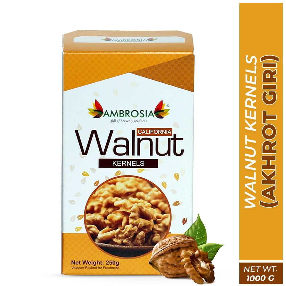 Organic California Walnut Kernels By Ambrosia 500gm, (250gm * Pack Of 2) | Healthy & Tasty Dry ...