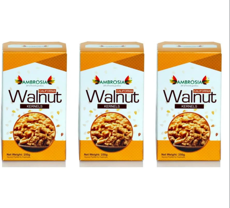 Organic California Walnut Kernels By Ambrosia 750gm, (250gm * Pack Of 3 ...