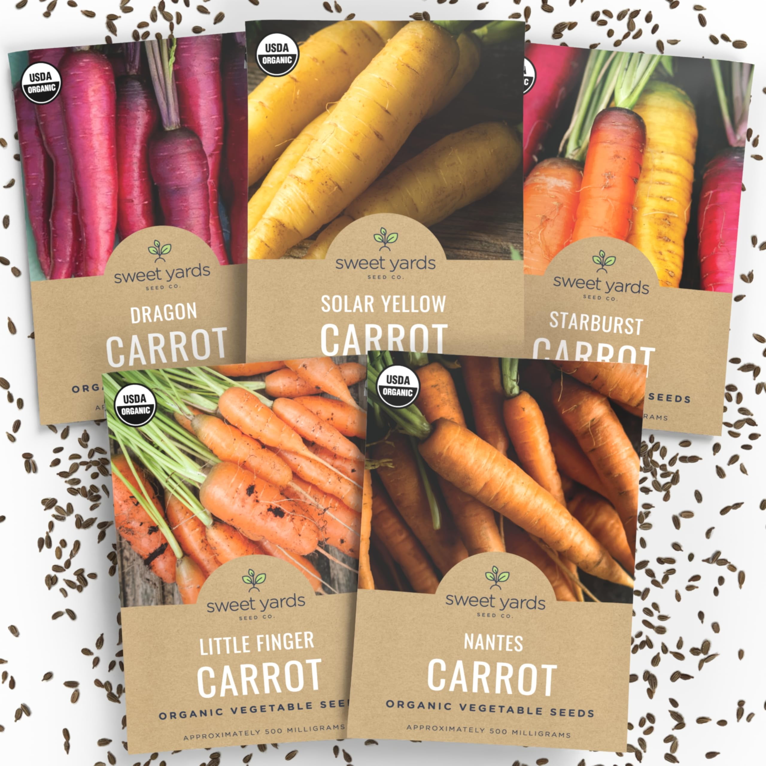 Organic Carrot Seeds TWE5 Variety Pack - 5 Individual Packs - 2025 ...