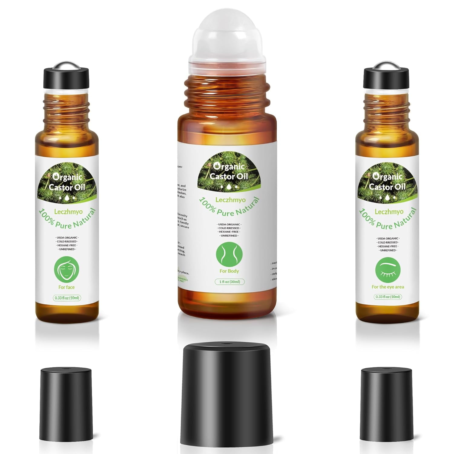 Organic Castor Oil Roll on for Belly, Face, Body, Under Eyes– Certified ...