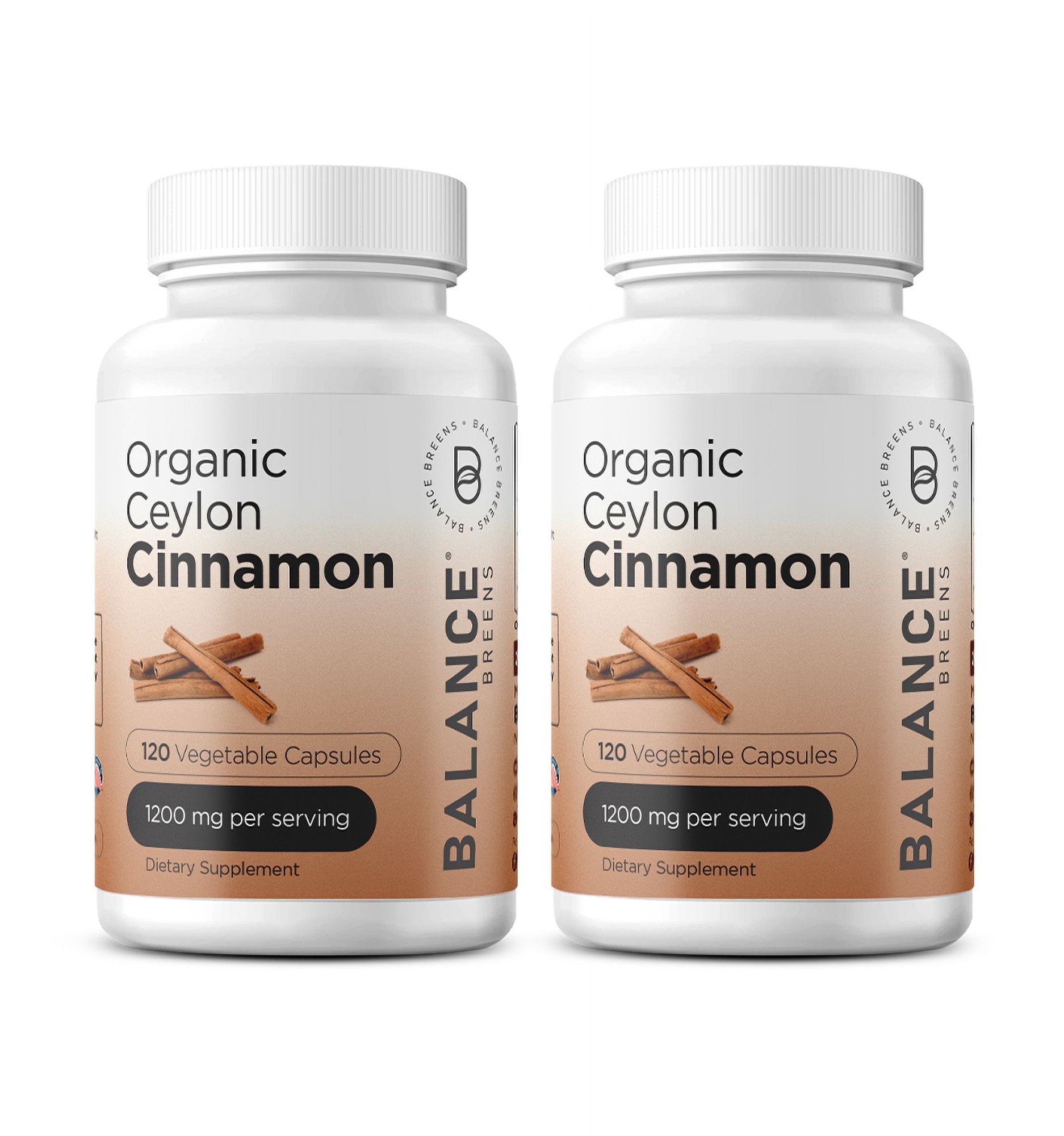 Organic Ceylon Cinnamon 1200mg Supplement - 120 Veg Capsules - Supports ...