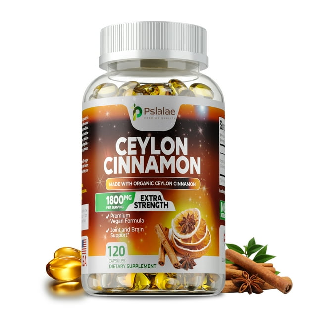 Organic Ceylon Cinnamon Capsules 1800mg - Highest Potency Blood Sugar Support - 120 Capsules ...