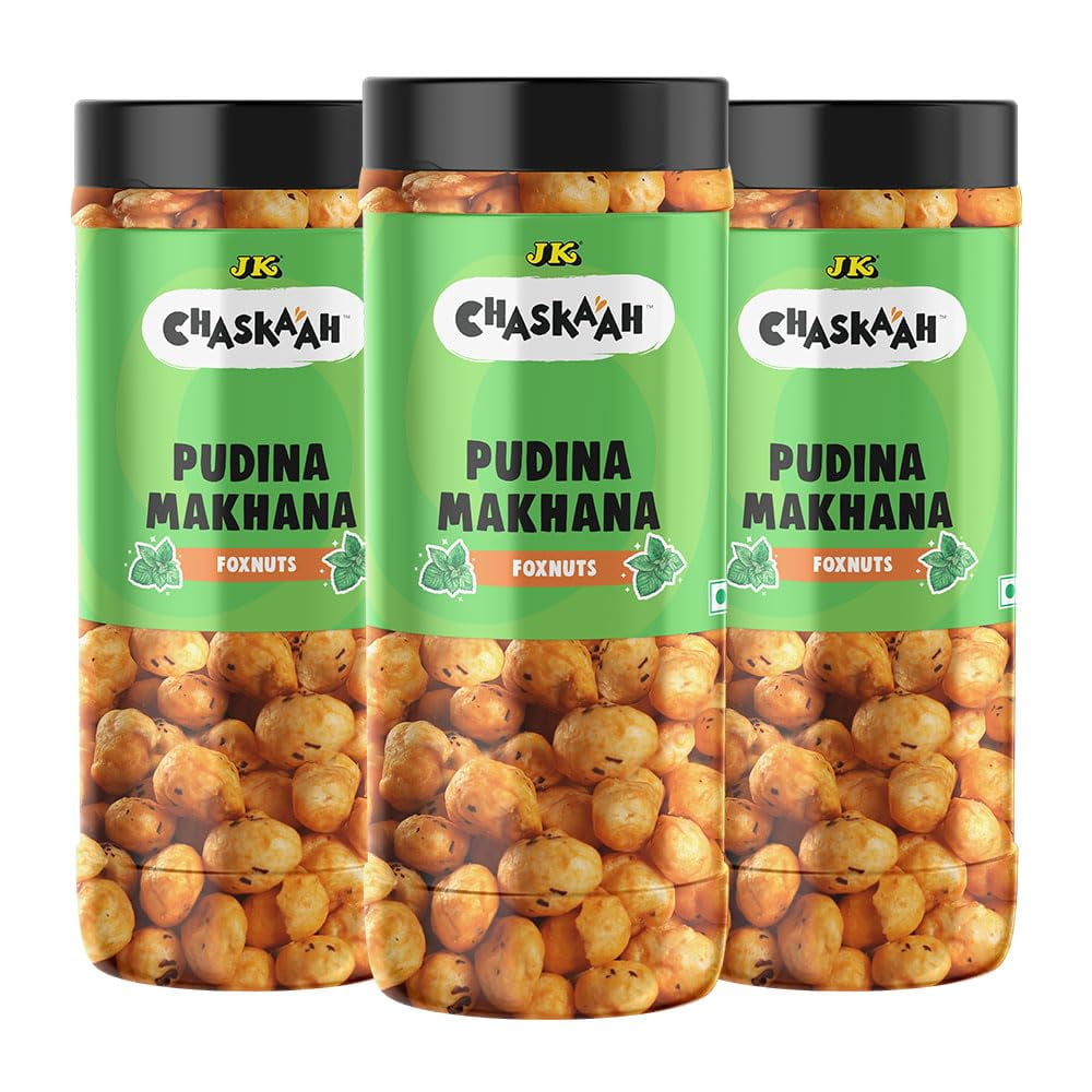 Organic Chaskaah Pudina Flavour Makhana (Foxnuts) By Jk 210gm, (70gm * 3) | Rich In Calcium ...