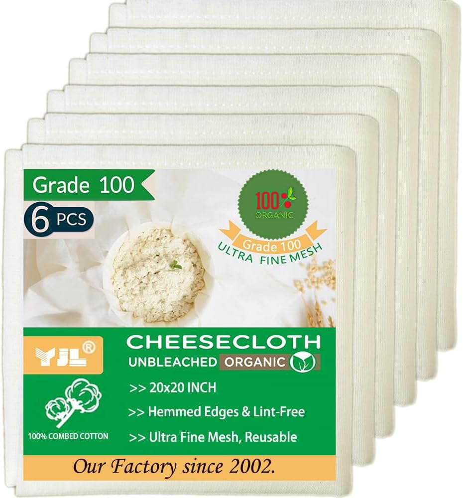 Organic Cheesecloth 20x20 Inch, 6 PCS Unbleached Reusable Straining ...