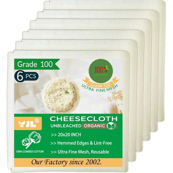 Organic Cheesecloth 20x20 Inch, 6 PCS Unbleached Reusable Straining ...