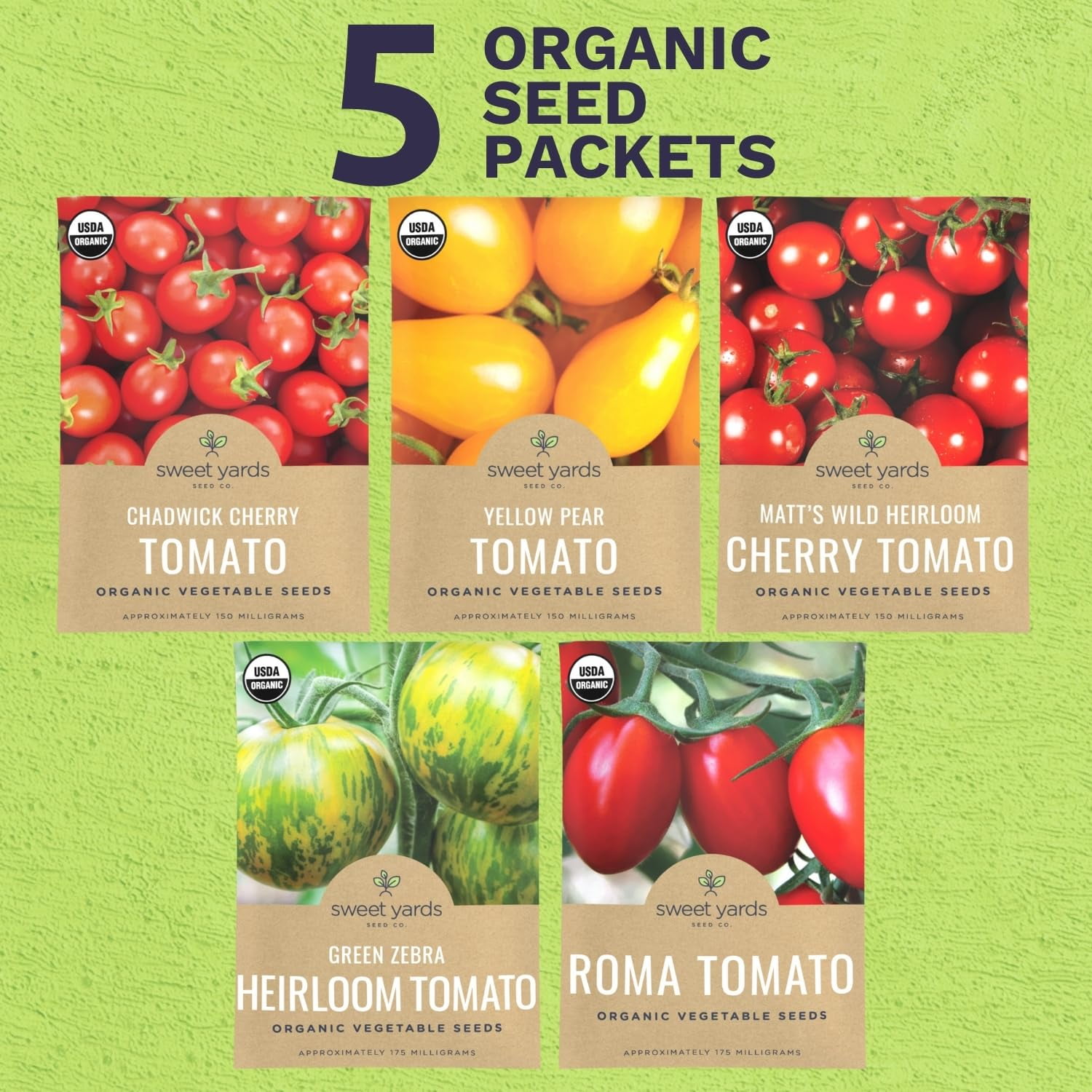 Organic Cherry Tomato AJH3 Seeds Variety Pack - 5 Individual 2025 ...