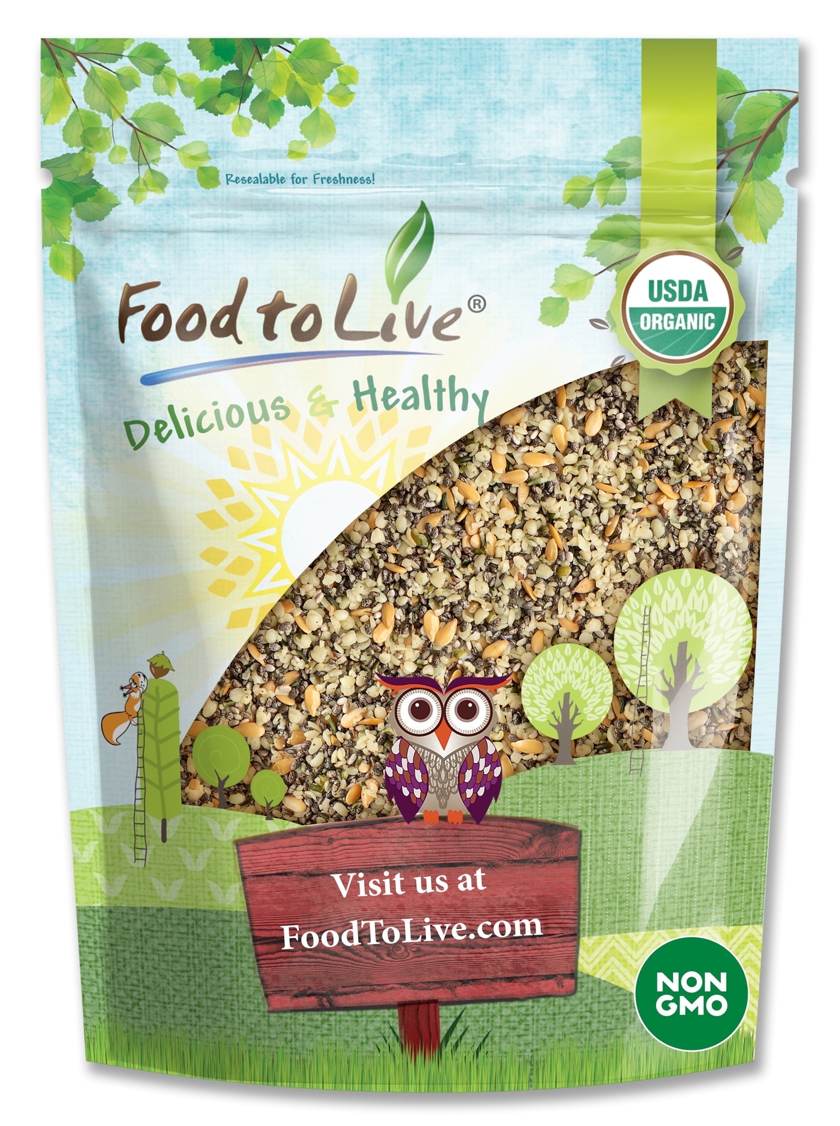 Food to Live Super Health Organic Chia, Flax, Hemp Seeds Mix, 12oz – Non-GMO, Vegan, Keto ...