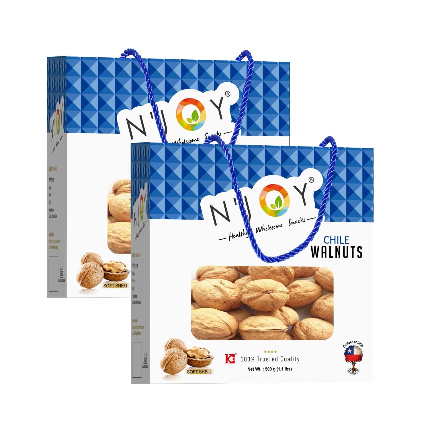 Organic Chile Walnuts Inshell By Njoy 1kg, (500gm * Pack Of 2) | High ...