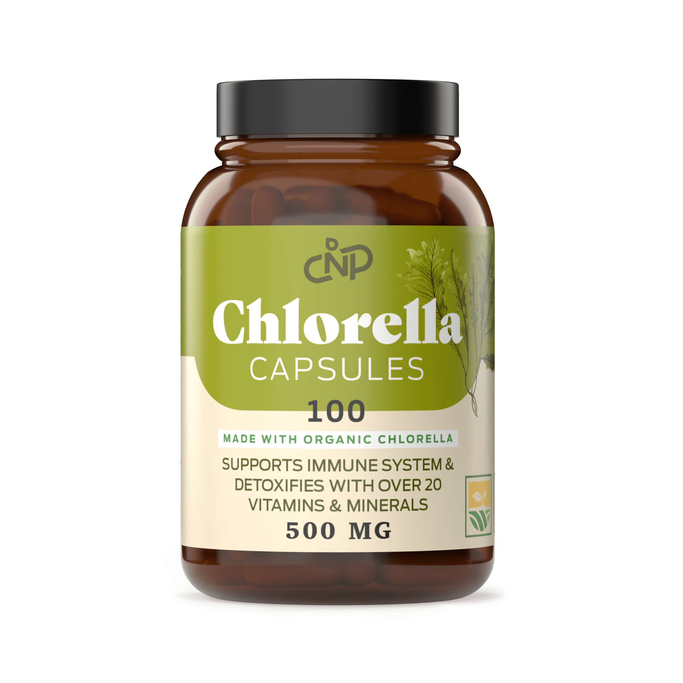 Organic Chlorella Capsules - 650mg Sun Dried Capsules 100 Powder Pills ...