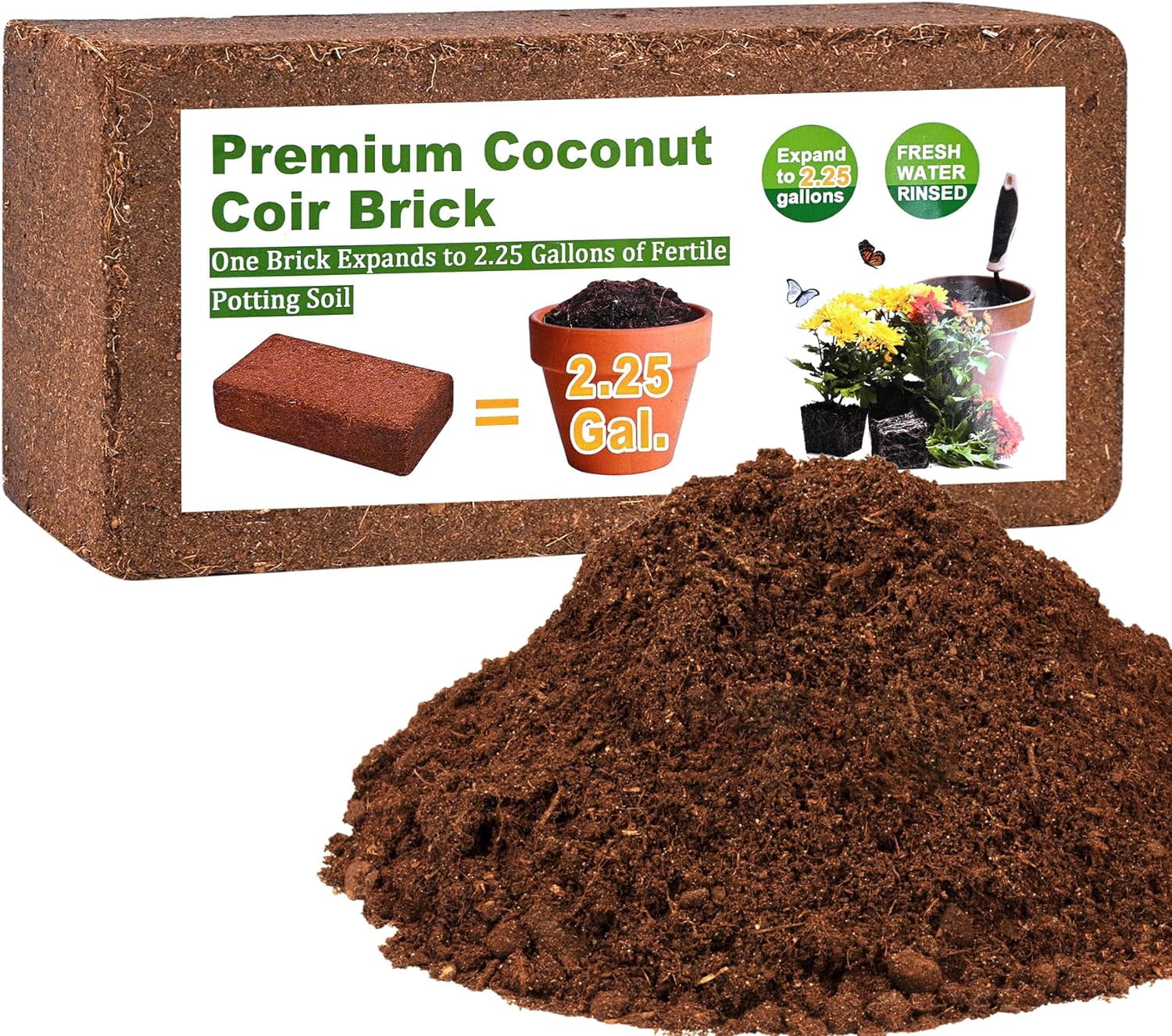 Organic Coco Coir 1 Pcs Compressed Coconut Brick Fiber Husk Substrate ...