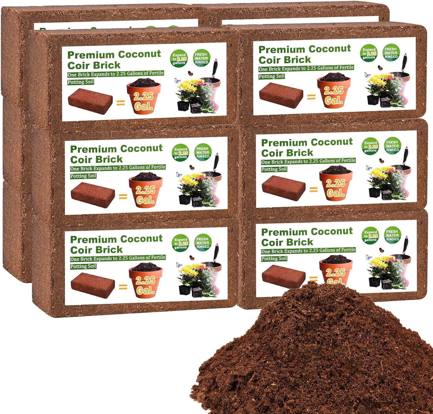Organic Coco Coir 12 Pcs Compressed Coconut Coir Bricks Coconut Fiber ...