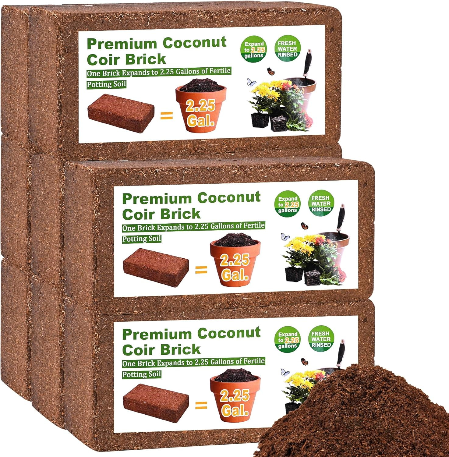 Organic Coco Coir 8 Pcs Compressed Coconut Coir Bricks Coconut Fiber Husk Substrate Mulch ...