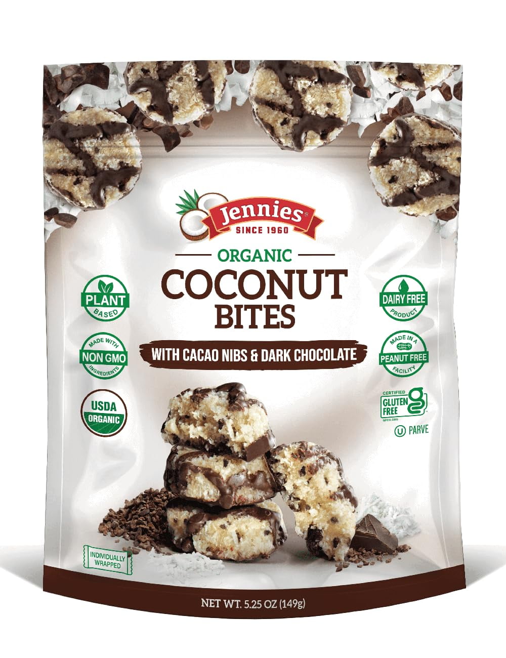 Organic Coconut Bites with Cacao Nibs and Dark Chocolate, 5.25oz ...
