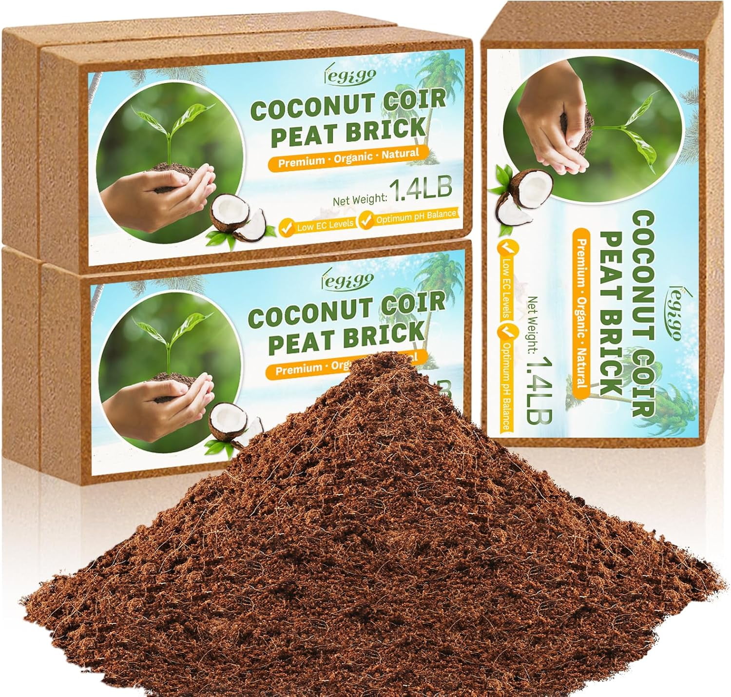 Organic Coconut Shell Bricks - 100% natural compressed coconut peat ...