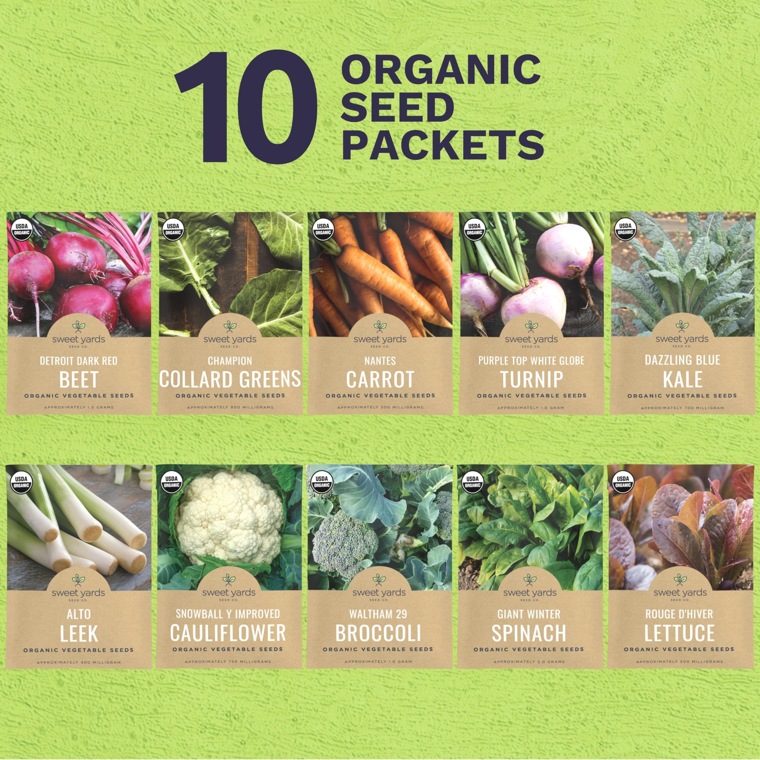 Organic Cold & AJH3 Hardy Seeds Variety Pack - 10 Individual Packs ...