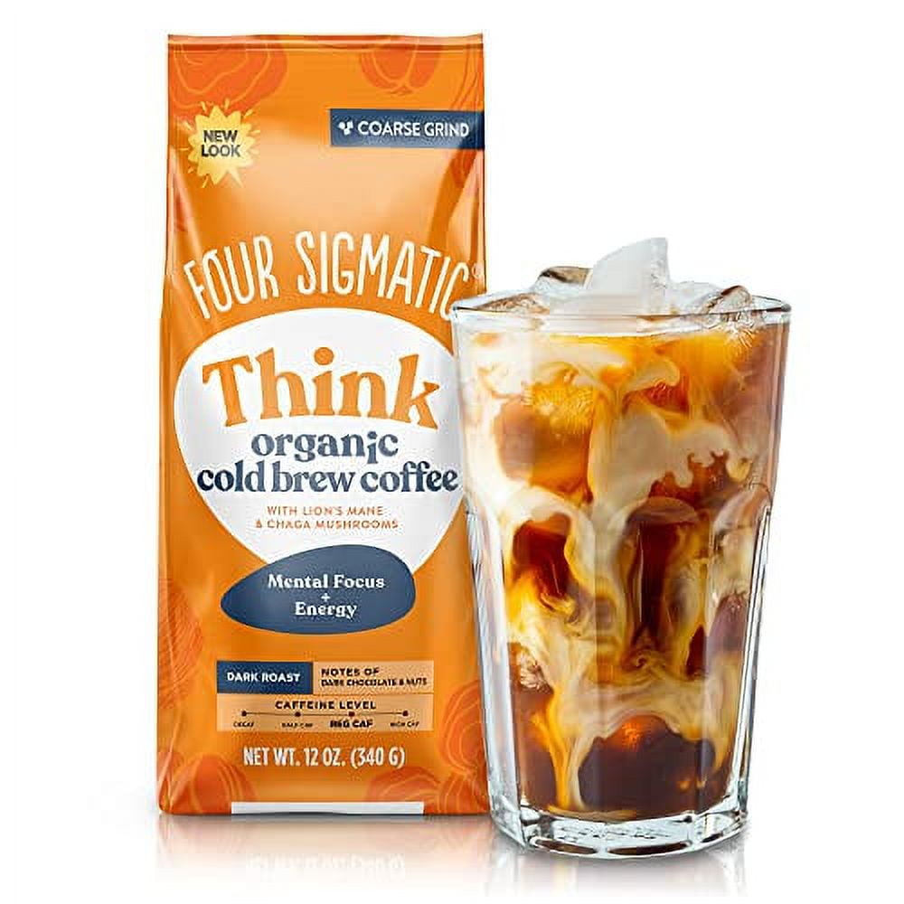 Organic Cold Brew Coffee Grounds by Four Sigmatic | Dark Roast, Fair ...