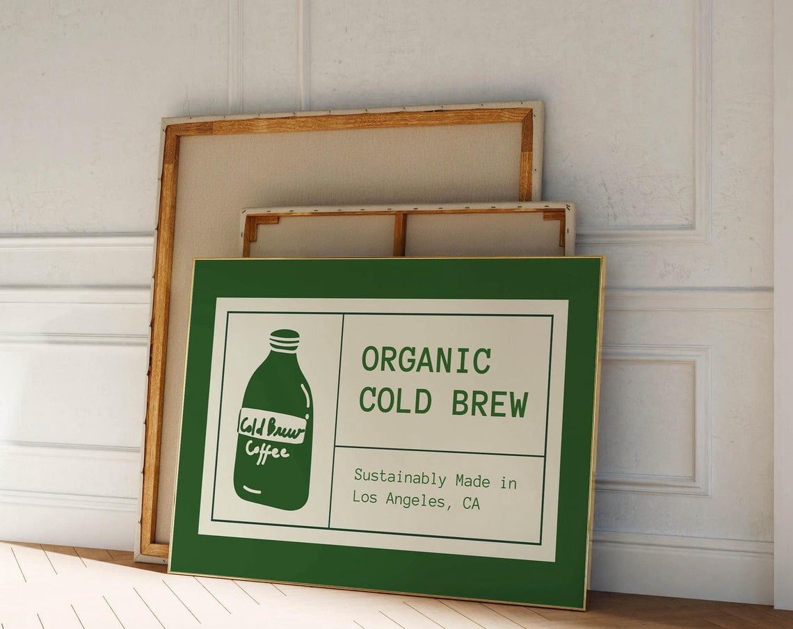Organic Cold Brew Coffee Print, Los Angeles Kitchen Decor, Trendy ...