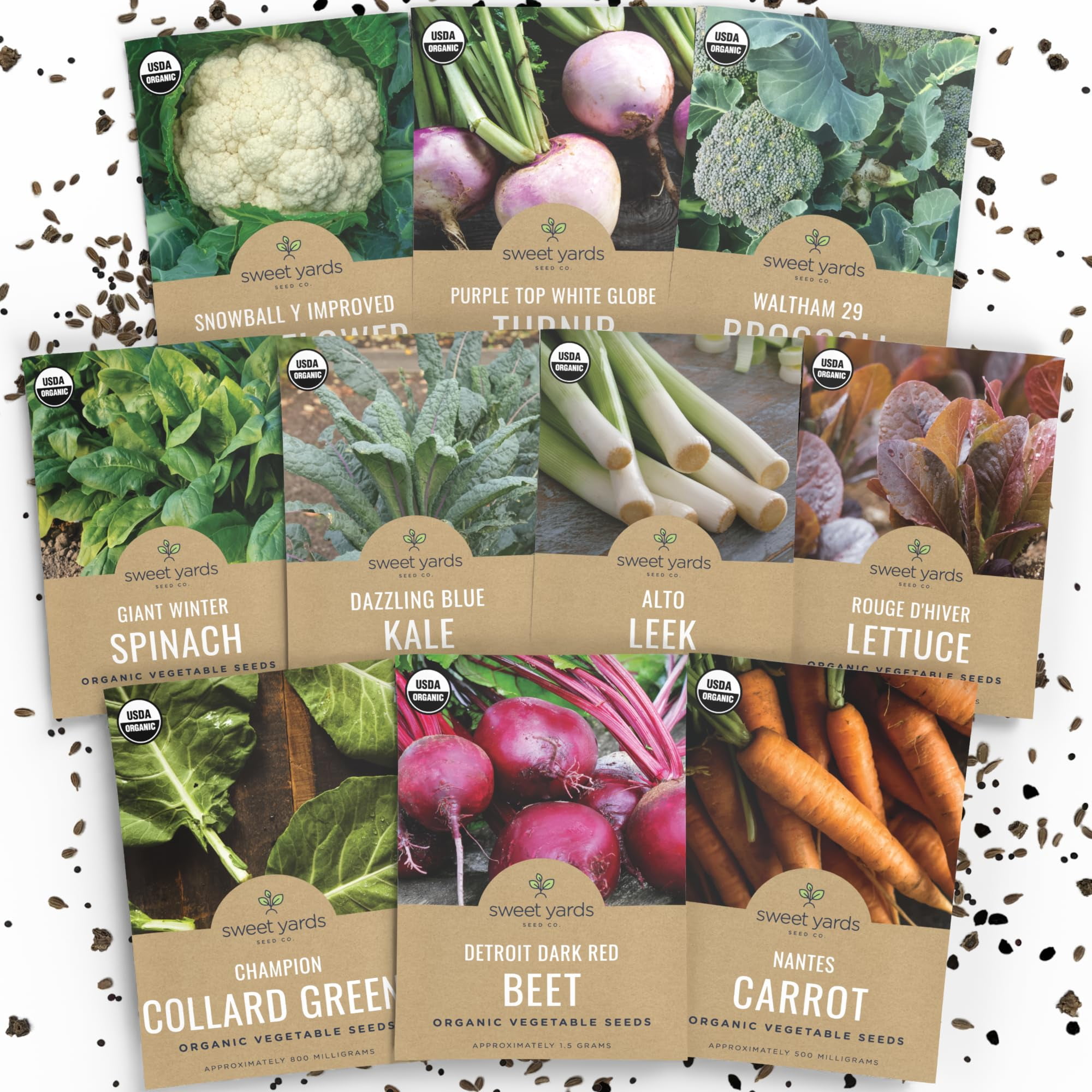 Organic Cold &EGSC Hardy Seeds Variety Pack - 10 Individual Packs ...
