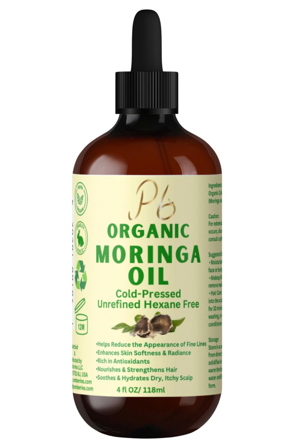 Organic Cold-Pressed Moringa Oil SSF20 - 100% Pure & Unrefined ...