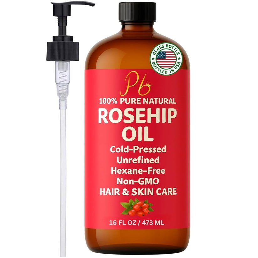 Organic Rosehip Seed Oil – 16 fl oz Glass Bottle with Pump – Cold ...