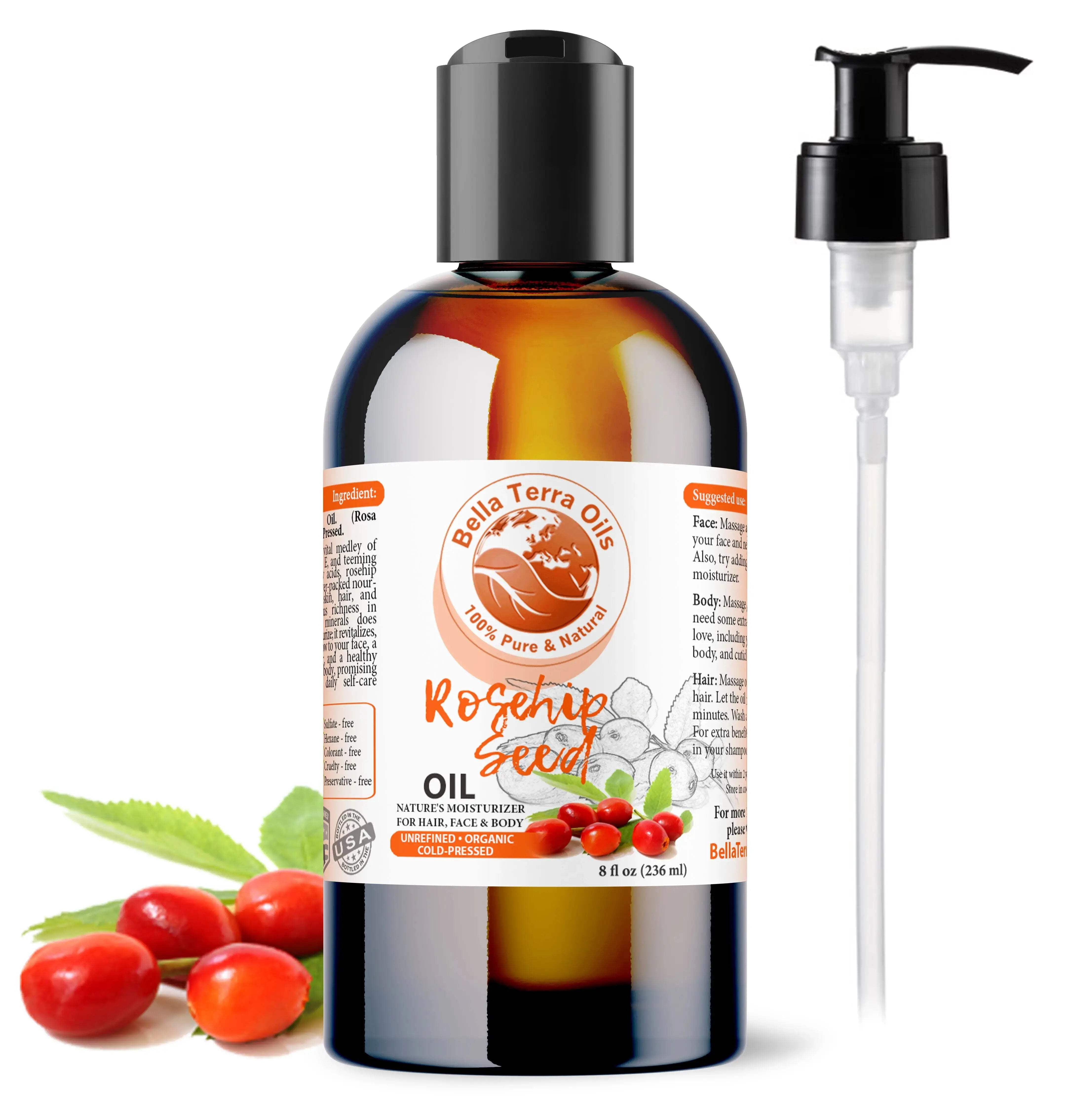 Organic Cold-Pressed Rosehip Seed Oil 100% Pure Raw Skin Hair Face Anti ...