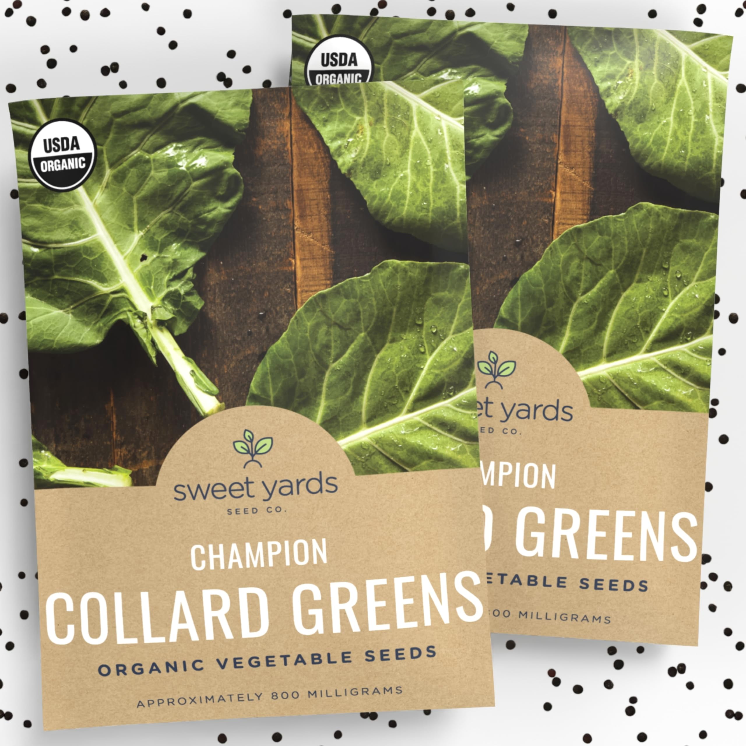 Organic Collard Greens TWE5 Seeds 'Champion' - Two Seed Packets! - Over ...