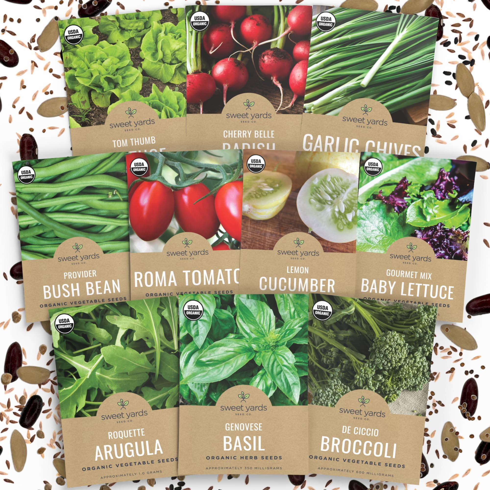 Organic Container Garden Seeds Variety Pack ITL1 - 10 Individual Packs ...