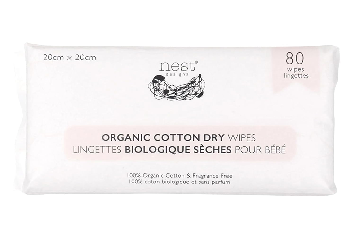Organic Cotton Dry Baby Wipes for Sensitive Skin, Chemical-Free, 80 ...
