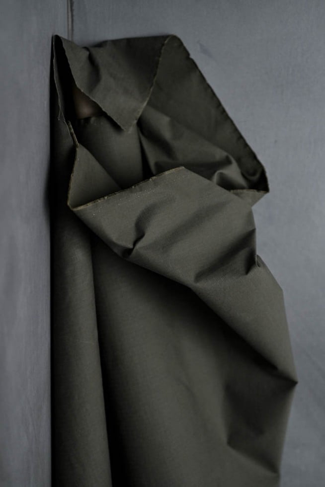 Organic Cotton Dry Oilskin Dress Fabric Archive Olive - per yard ...