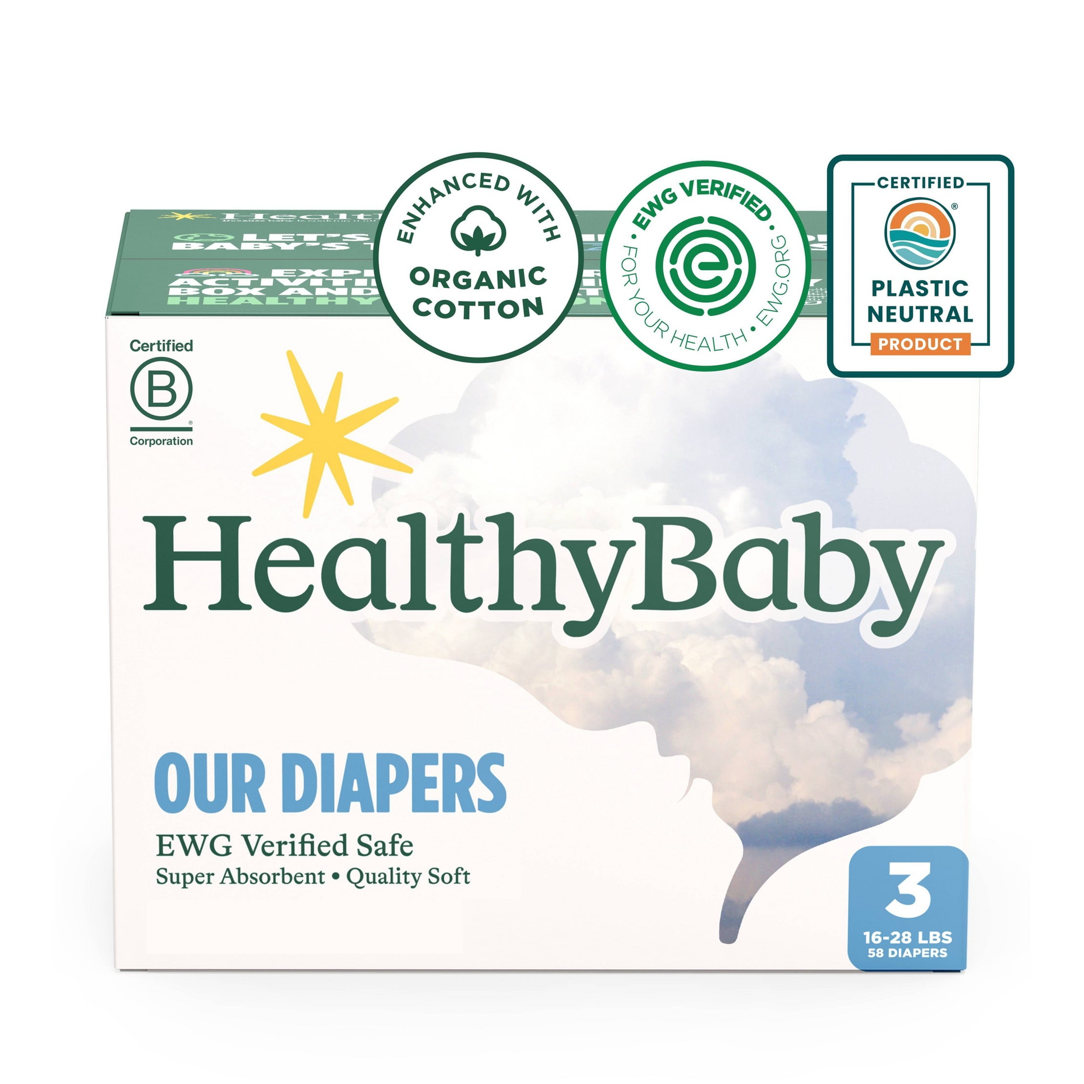 Organic Cotton Enhanced Chlorine Free Disposable Diaper - Size 3 - 58ct ...