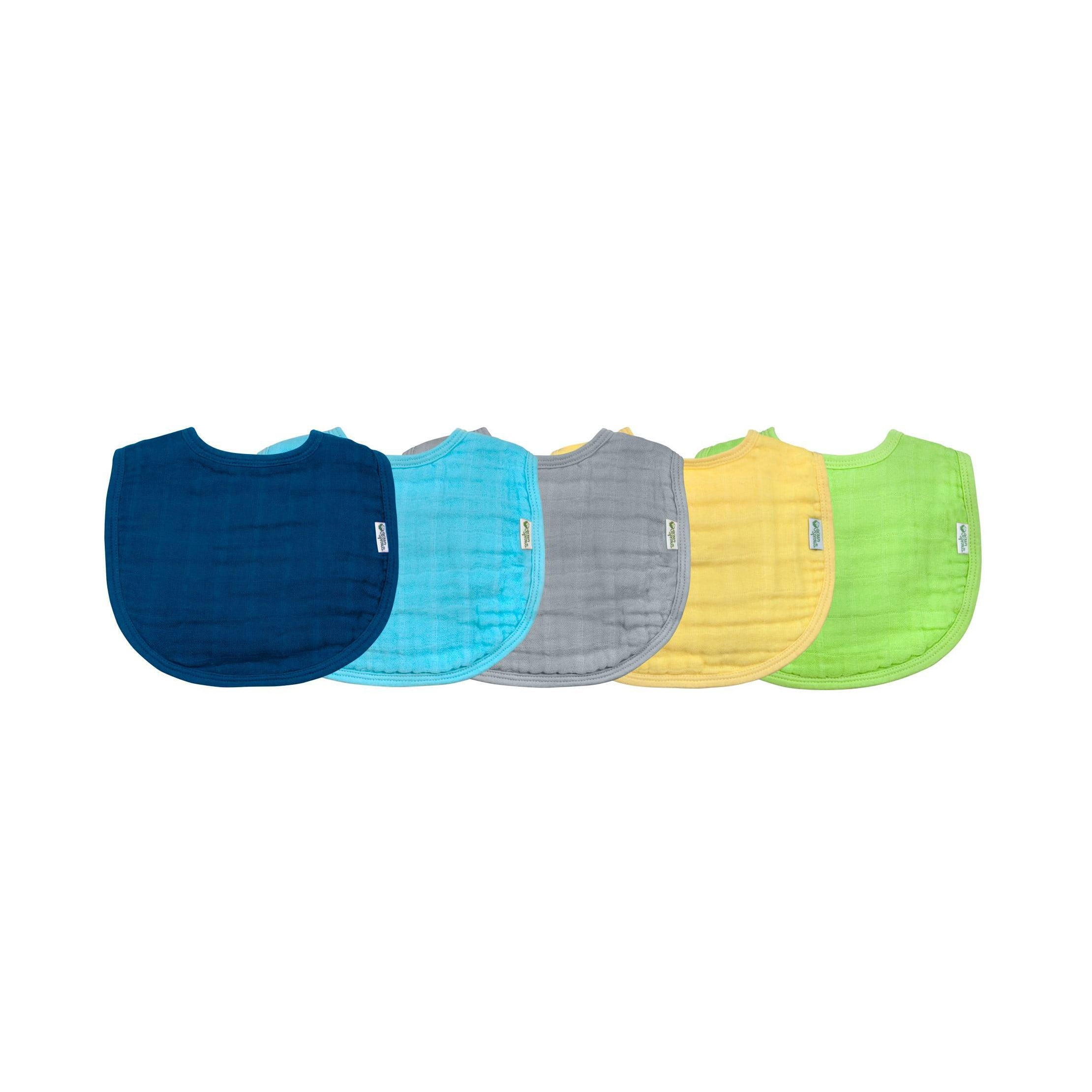 Organic Cotton Muslin Bibs 5pk - Blue - Walmart.com