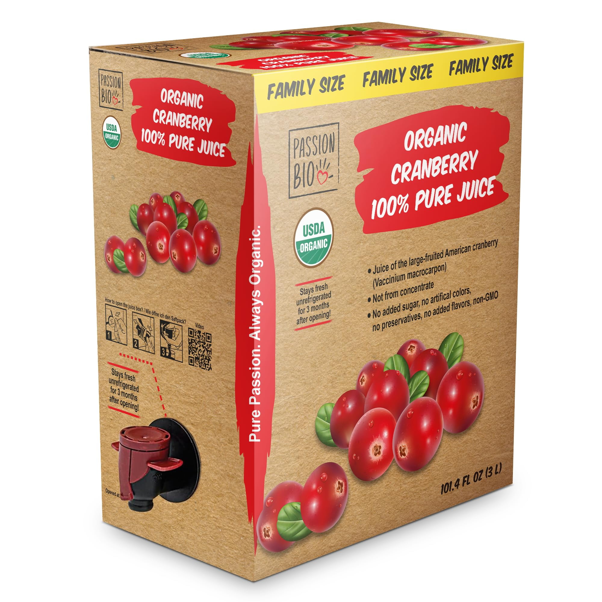 Organic Cranberry Juice Box 101.4 Fl COC1Oz | 100% Pure Juice, No Added Sugar, Not From ...