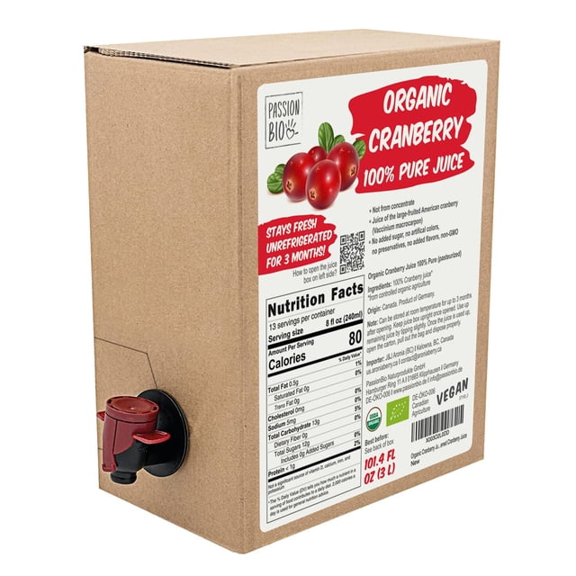 Organic Cranberry Juice Box 101.4 Fl Oz | 100% Pure Cranberry Juice, No ...