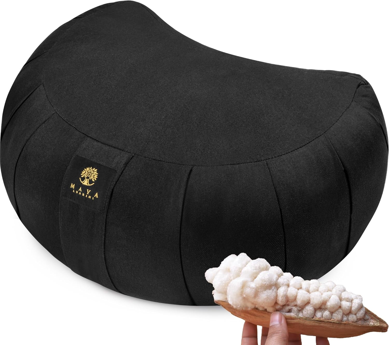 Organic Crescent Zafu Meditation Cushion - Ultra Kapok Filling ...