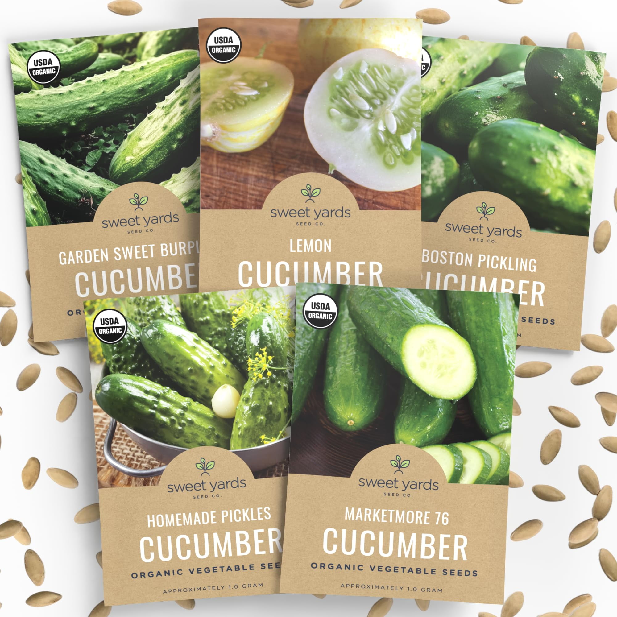 Organic Cucumber Seeds Variety Pack - 5 MHD1Individual Packs - 2025 ...