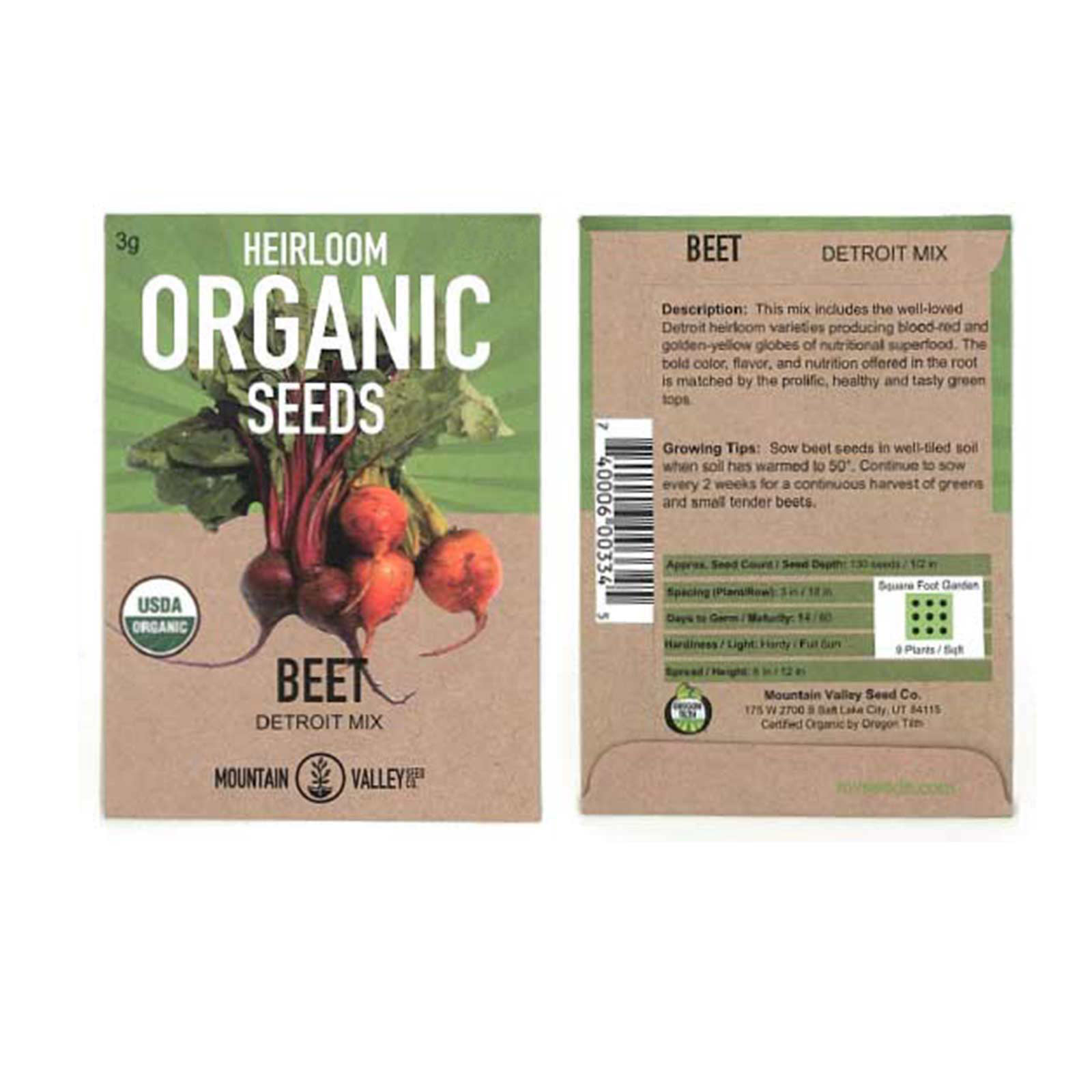 Organic Detroit Dark Red Beet Garden Seeds - 3 g Packet - Non-GMO ...
