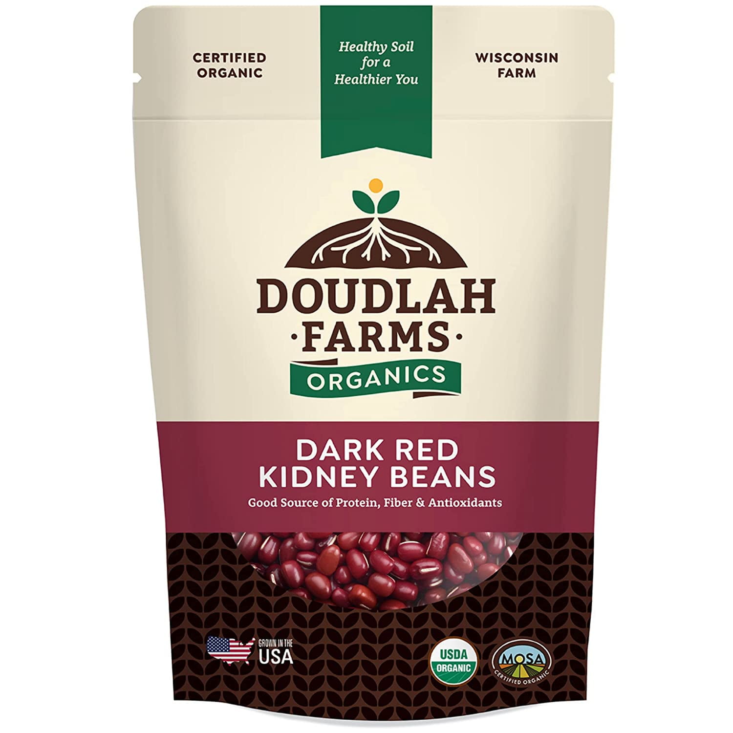 Organic Dried Dark Red Kidney Beans 1lb Bulk by Doudlah Farms - Farmed ...