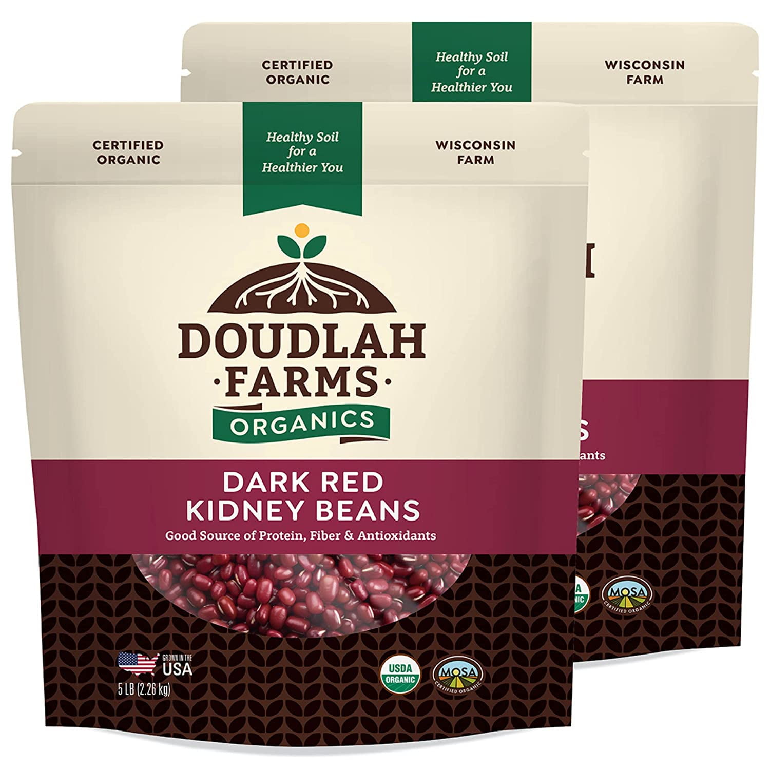 Organic Dried Dark Red Kidney Beans 5lb Bulk by Doudlah Farms - Farmed ...