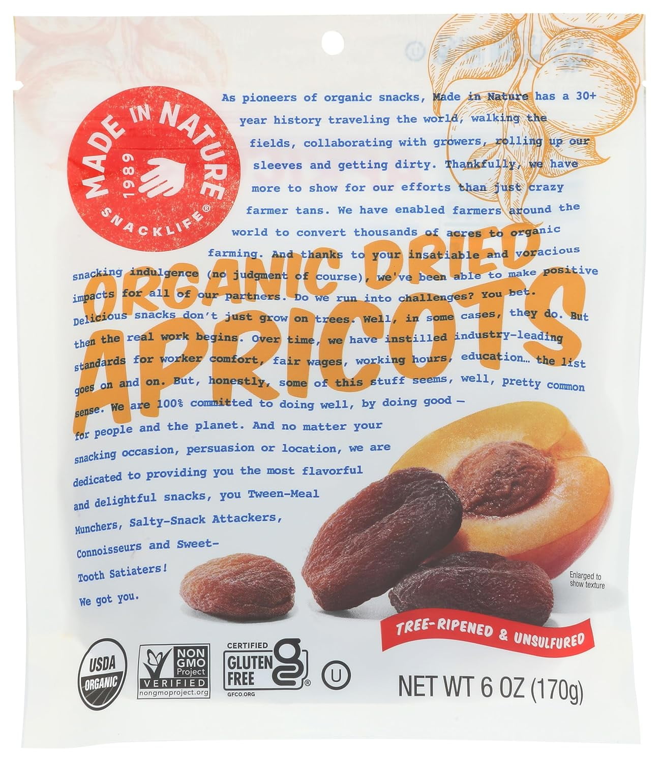 Organic Dried & Unsulfured Apricots, 6 oz - Walmart.com