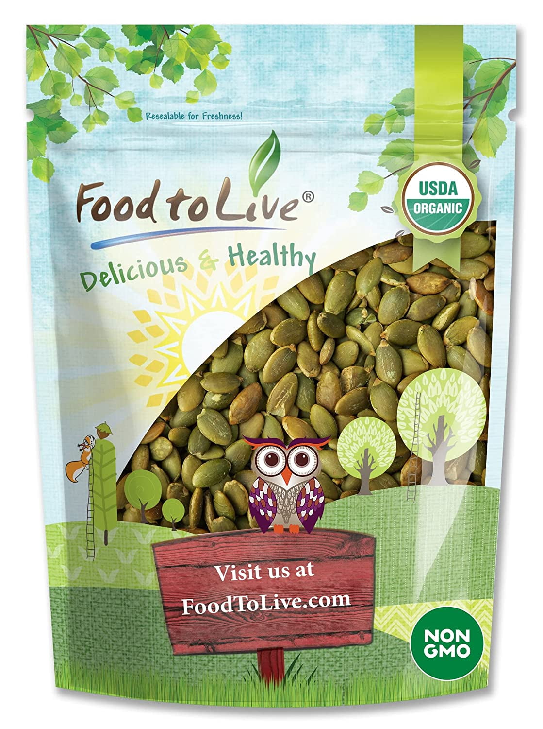 Organic Dry Roasted Pumpkin Seed Kernels with Himalayan Salt, 2 Pounds Non-GMO, Oven Roasted ...